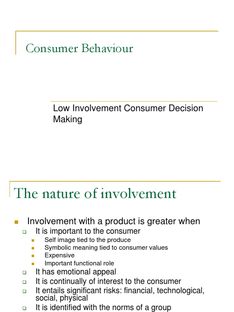 Low Involvement Cdgvrtgbtonsumer Decision Making | Behavior | Consumer ...