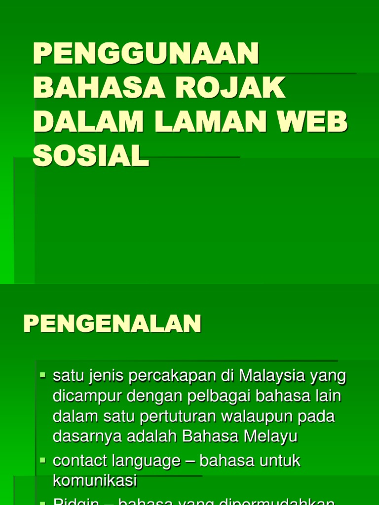 Kesan Bahasa Rojak di Media Sosial | PDF