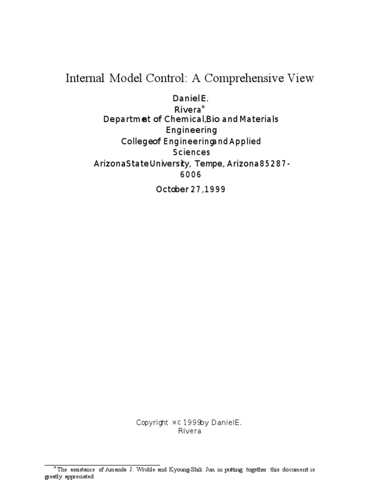Internal Model Control: A Comprehensive View | PDF | Analysis | Systems ...