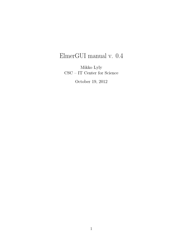 Elmer Gui Manual | PDF | Computing | Areas Of Computer Science