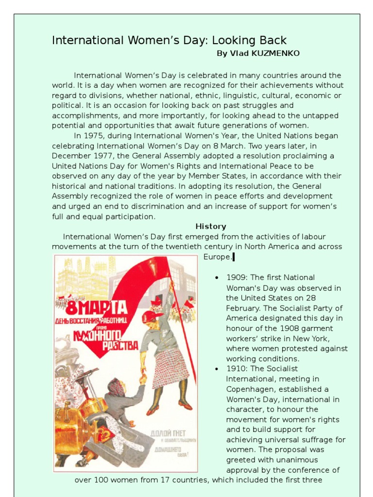 International Women’s Day History & Impact | PDF | United Nations ...