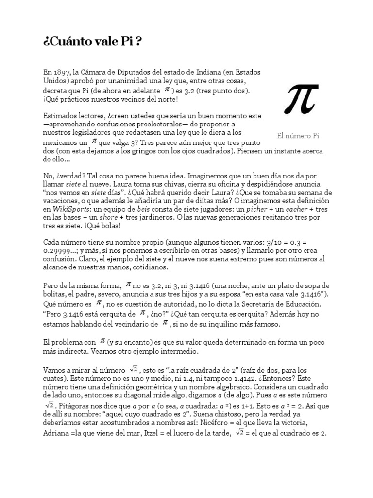 Cuánto Vale Pi | PDF | Números | Objetos matemáticos