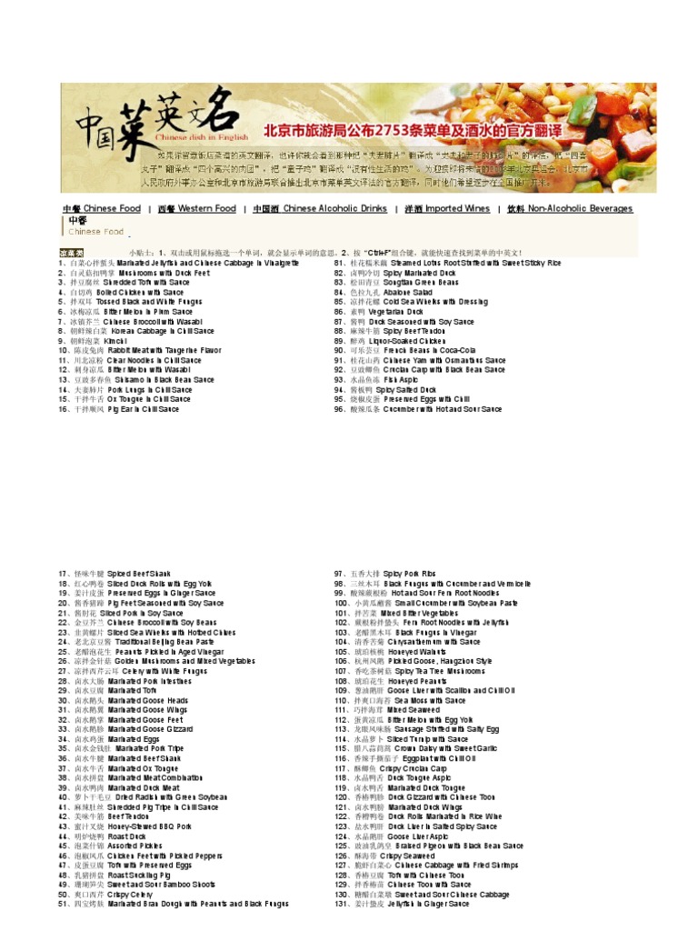 Chinese Dishes in English-Official Translation中国菜肴官方译名-090305-Neal ...