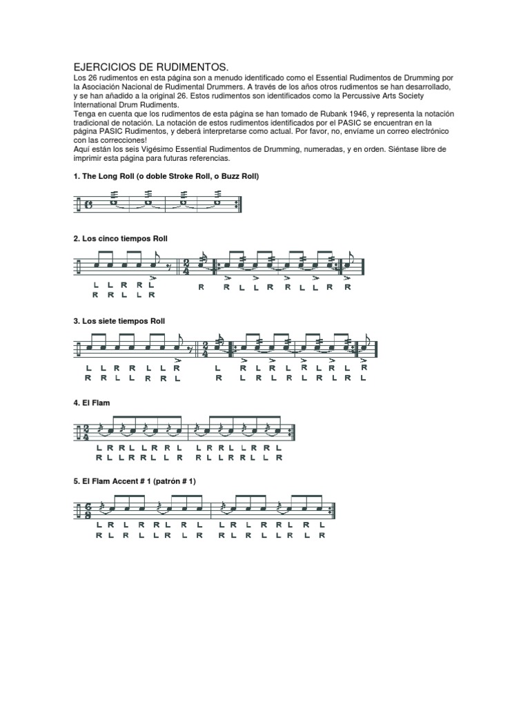 Ejercicios de Rudimentos | PDF