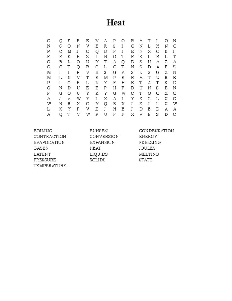 Heat Energy Word Search Puzzle | PDF