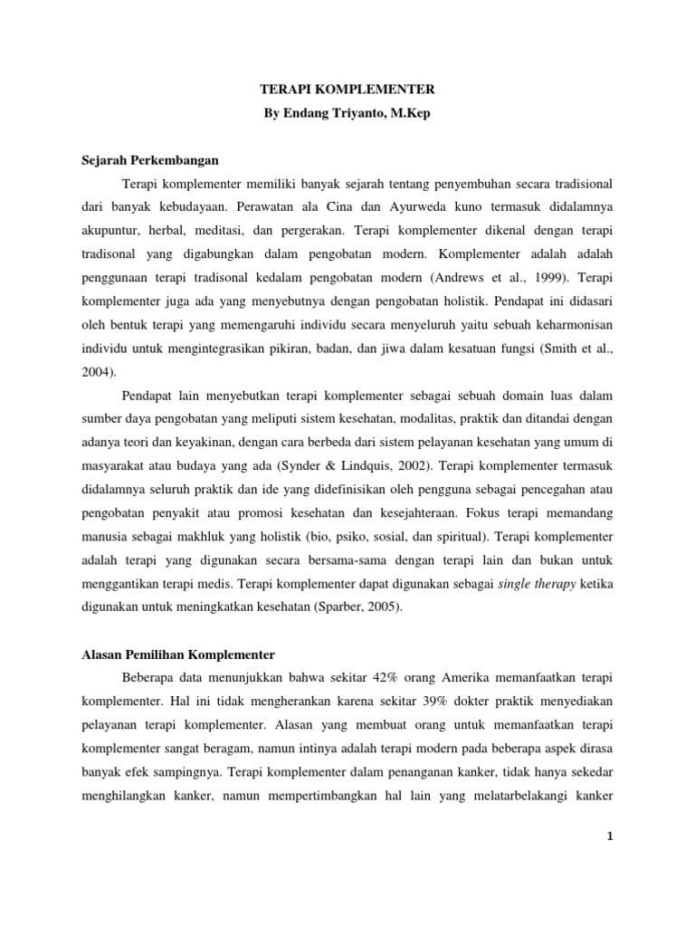 TERAPI KOMPLEMENTER Sejarah | PDF | Pengembangan Diri