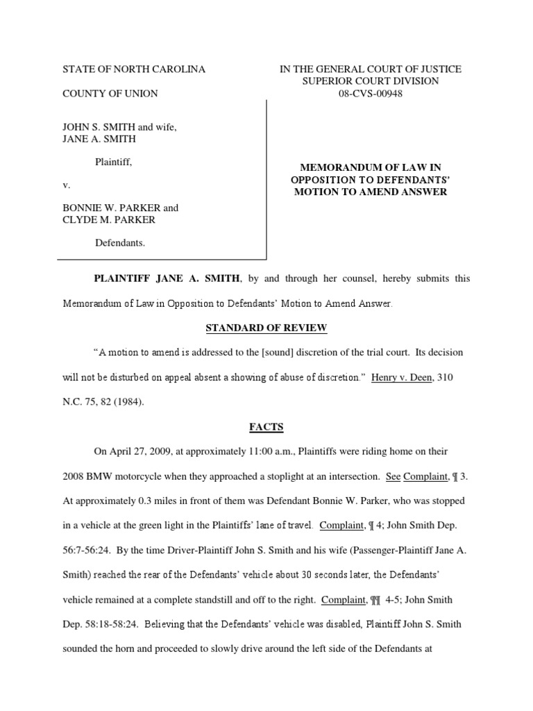 Legal Opposition to Amend Motion | PDF | Discovery (Law) | Lawsuit