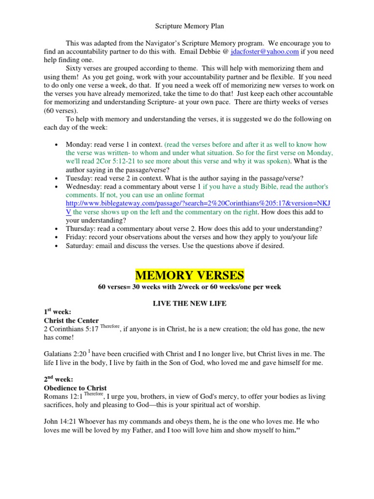 Scripture Memory Plan for Growth | PDF | Eternal Life (Christianity ...