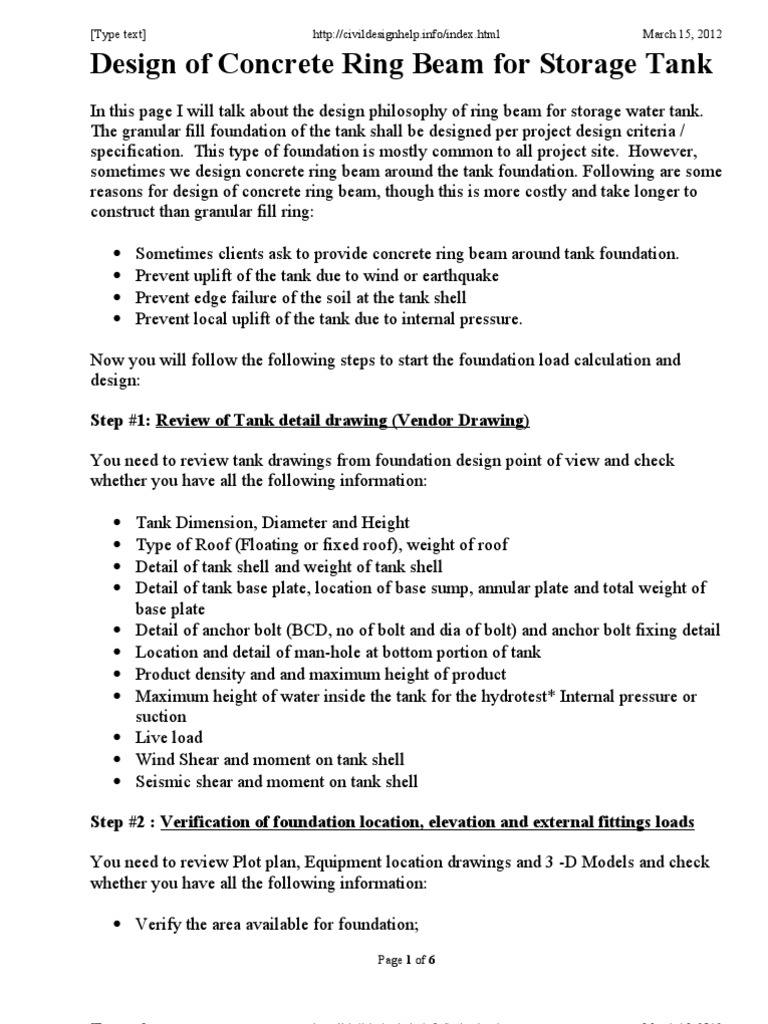 Design of Concrete Ring Beam For Storage Tank | PDF | Beam (Structure ...
