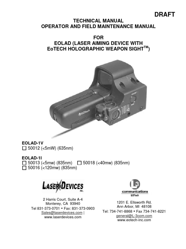EOLAD User Manual | PDF | Switch | Infrared