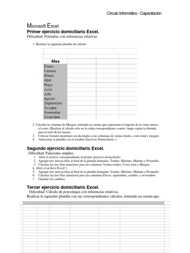 Ejerc Excel | PDF | Microsoft Excel | Hoja de cálculo