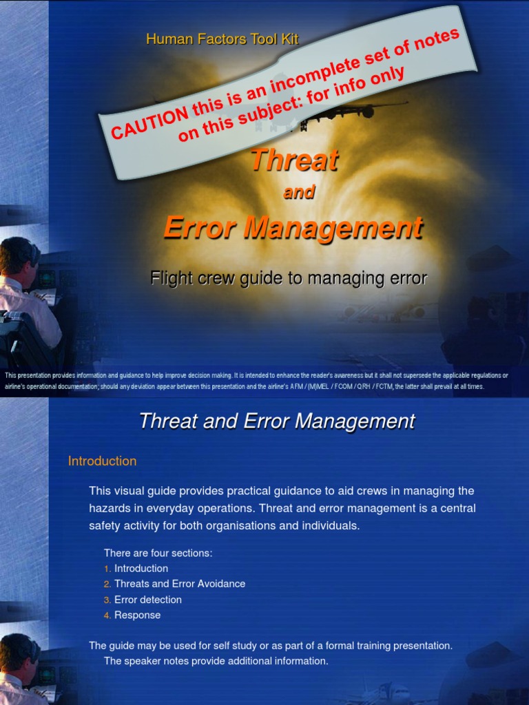 Operational Threat and Error Management Ver 11 | Situation Awareness ...