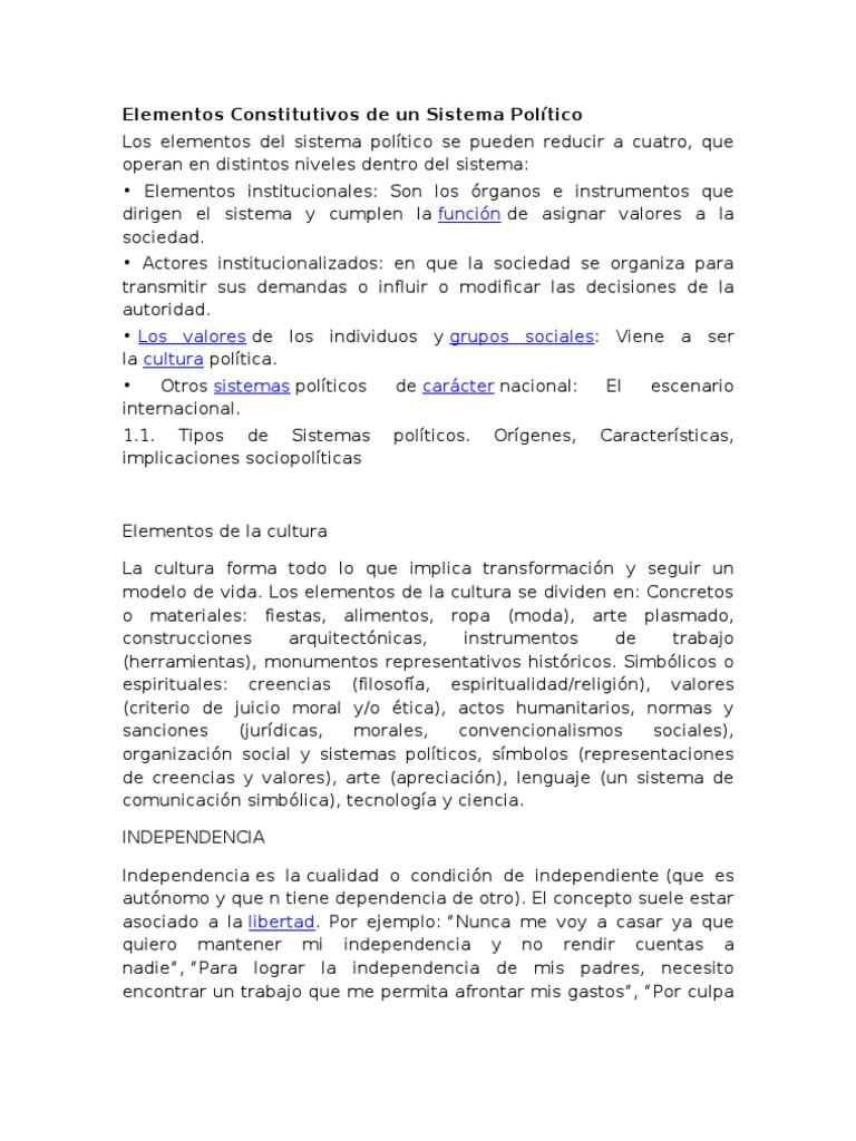 Elementos Constitutivos de Un Sistema Político | Descargar gratis PDF ...
