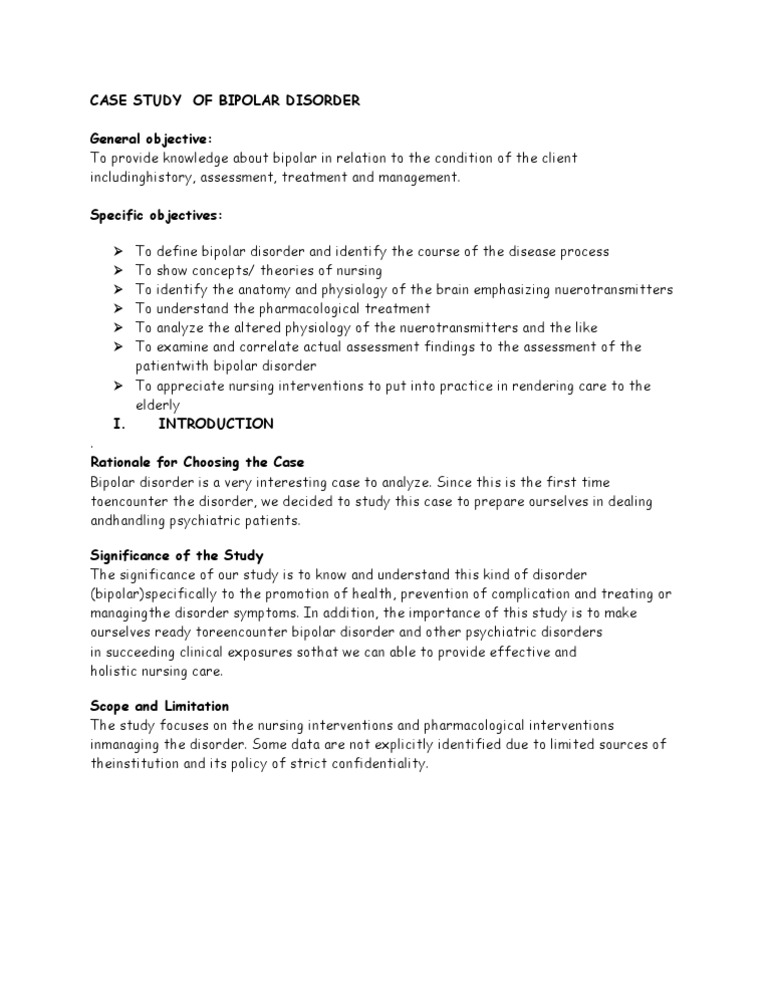 Bipolar Disorder Case Study Analysis | PDF | Bipolar Disorder | Mental ...
