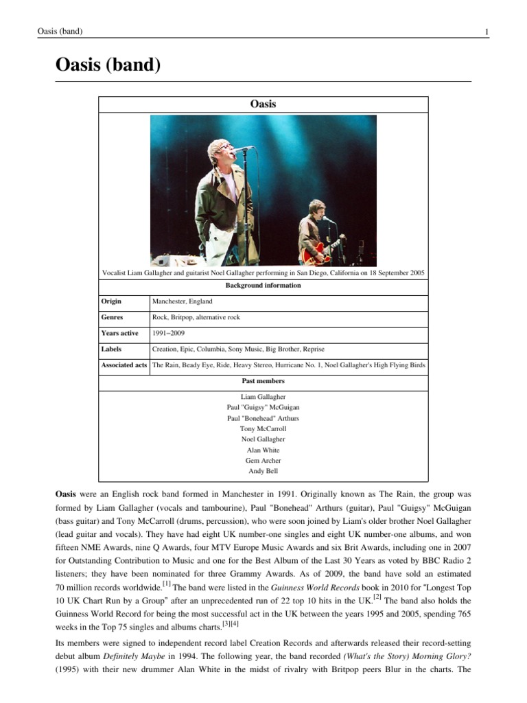 Oasis: The Rise and Fall of a Legendary British Rock Band | PDF ...