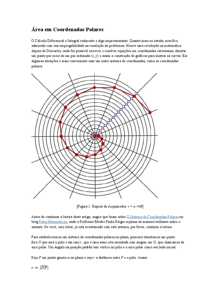 Área em Coordenadas Polares | PDF | Sistema de coordenadas | Sistema de ...