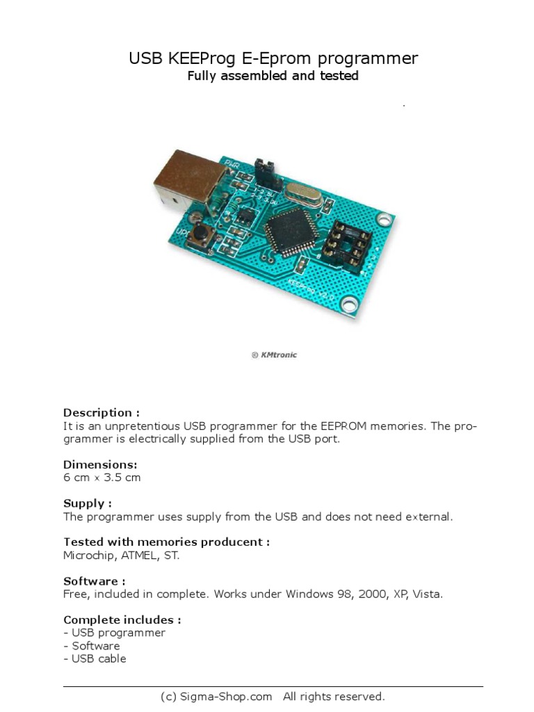 Program USB EEPROM chips | PDF | Programmer | Usb