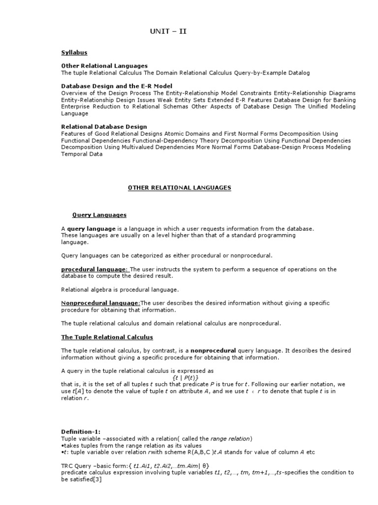 Unit Ii Pdf Relational Database Database Design