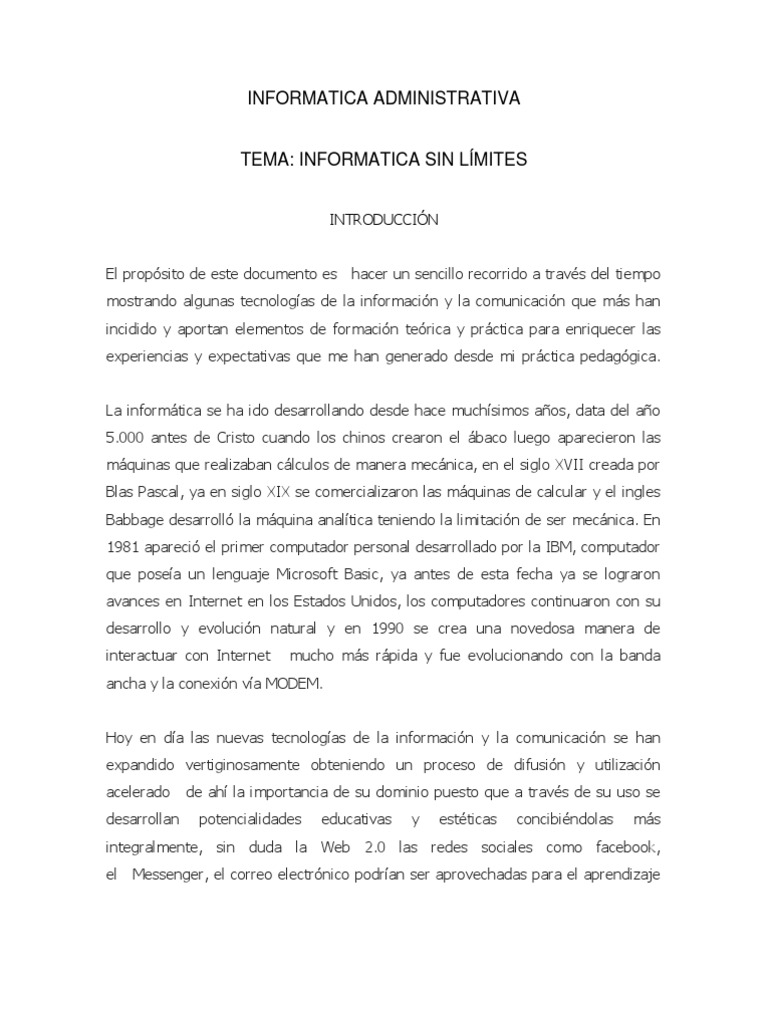 Ensayo Informatica Administrativa | PDF | Calculadora | Ciencias de la ...