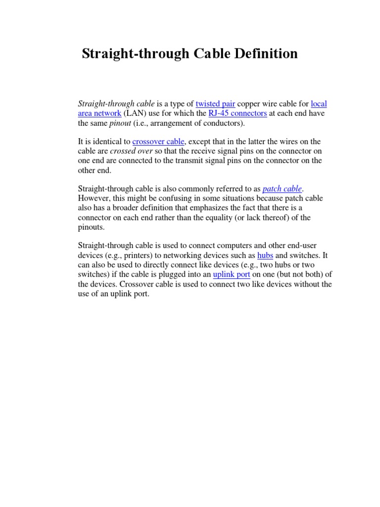 Straight Through Cable | PDF | Network Switch | Computer Network