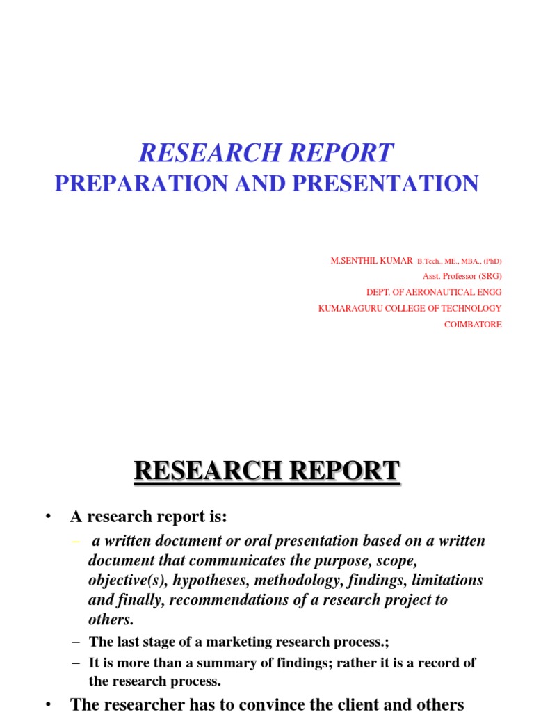 Research Report Preparation and Presentation | Marketing Research ...