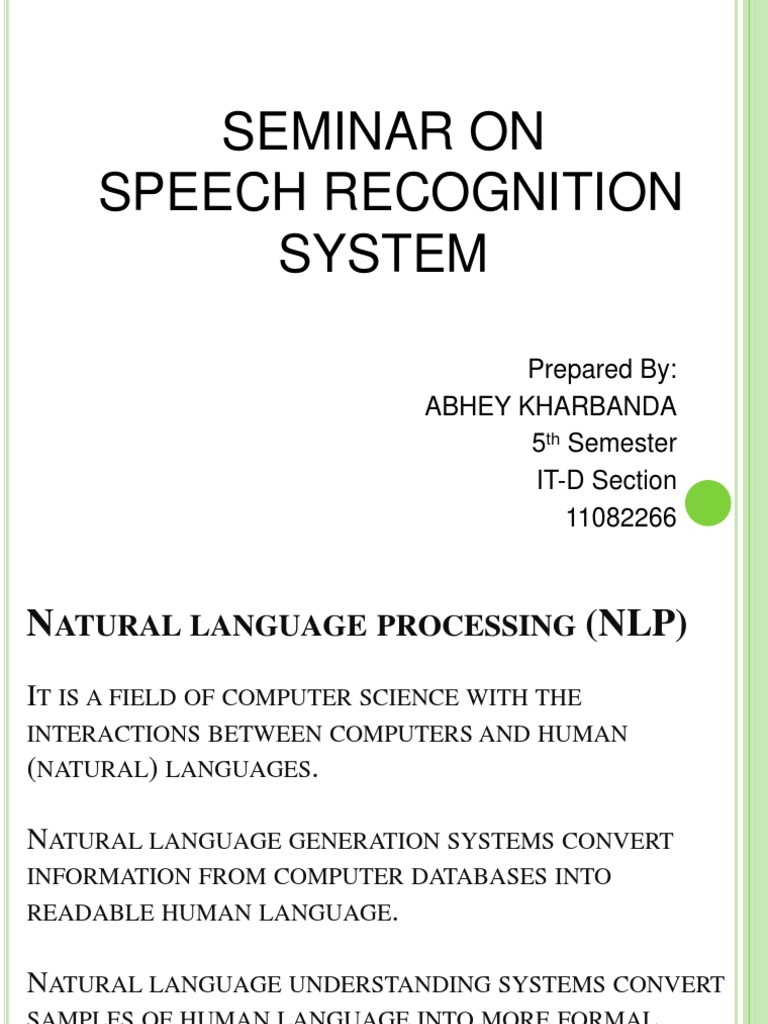 Speech Recognisation | PDF | Speech Recognition | Communication