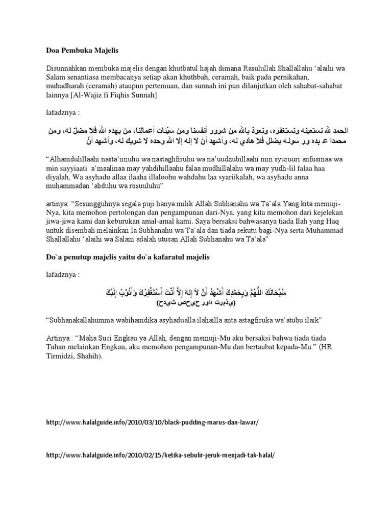 Doa Pembuka Majelis | PDF
