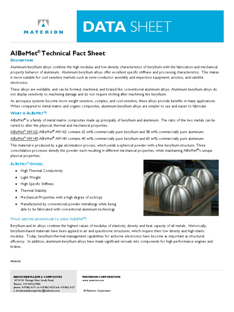 MAAB-032 AlBeMet Technical Data Sheet | PDF | Corrosion | Extrusion