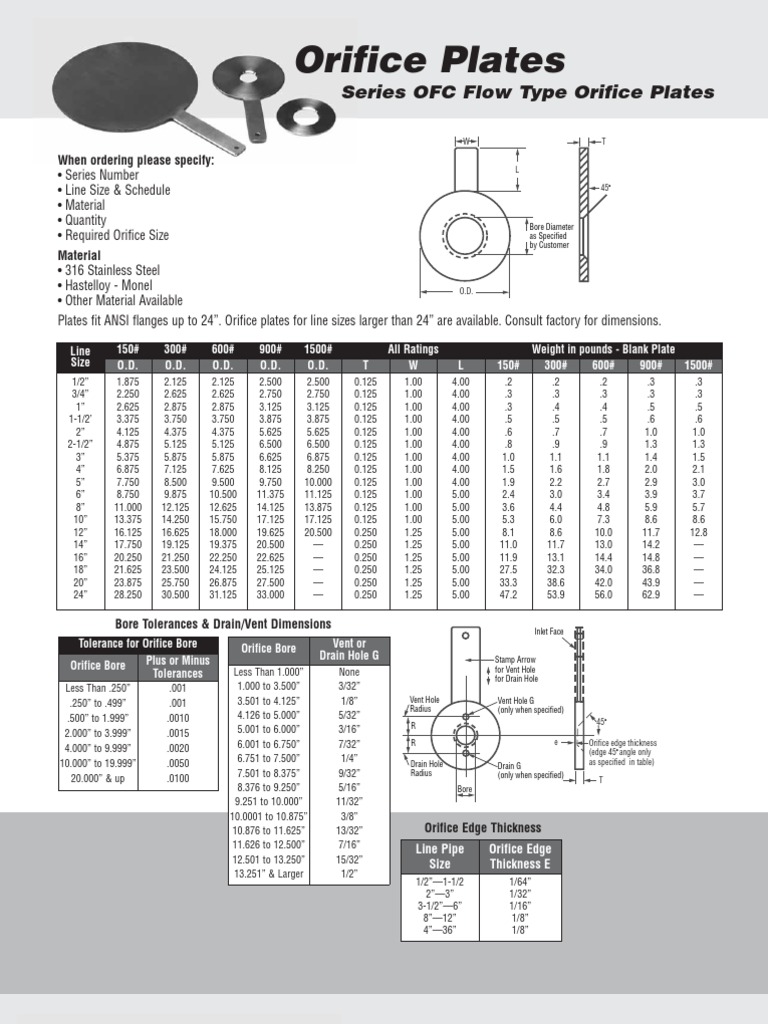 Series OFC Flow Type Orifice Plates | PDF | Engineering Tolerance ...