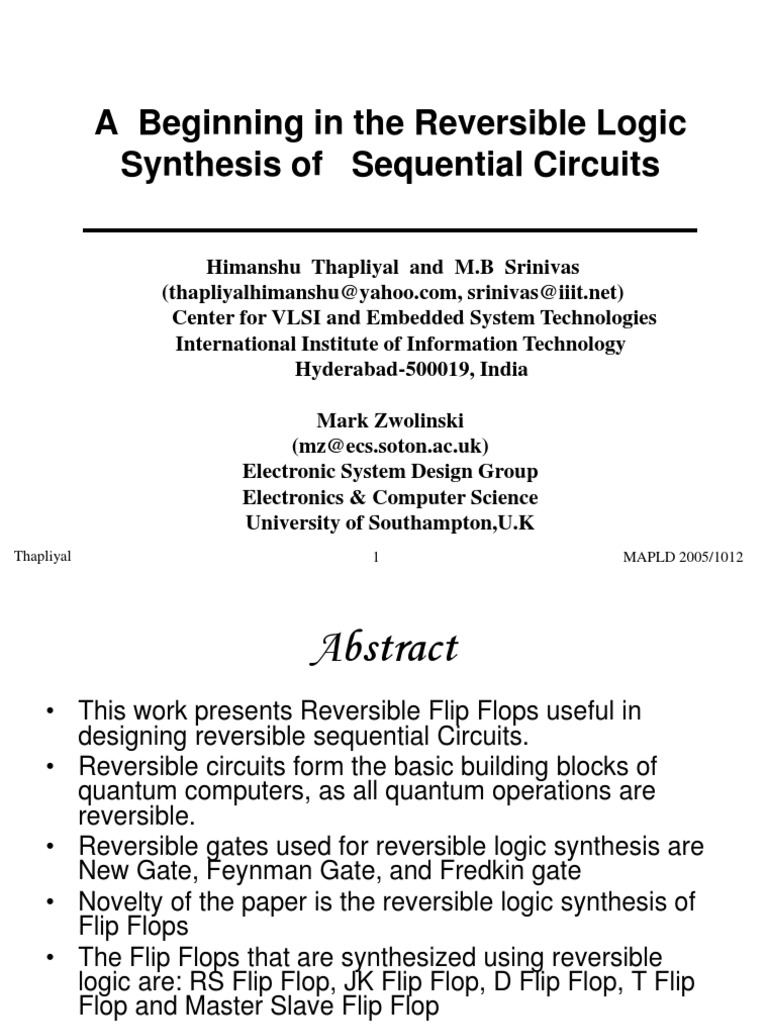Reversible Logic Synthesis | PDF | Logic Gate | Mathematics Of Computing