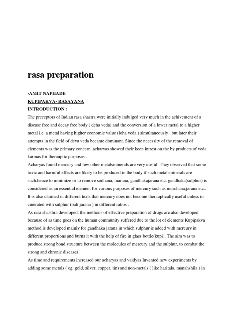 Rasa Preparation: - Amit Naphade Kupipakva-Rasayana | PDF | Furnace ...