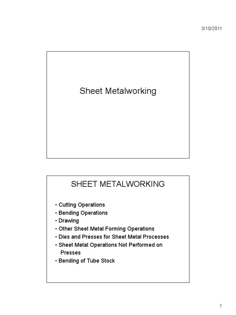 Microsoft PowerPoint - 5-Sheet Metalworking | PDF | Sheet Metal ...