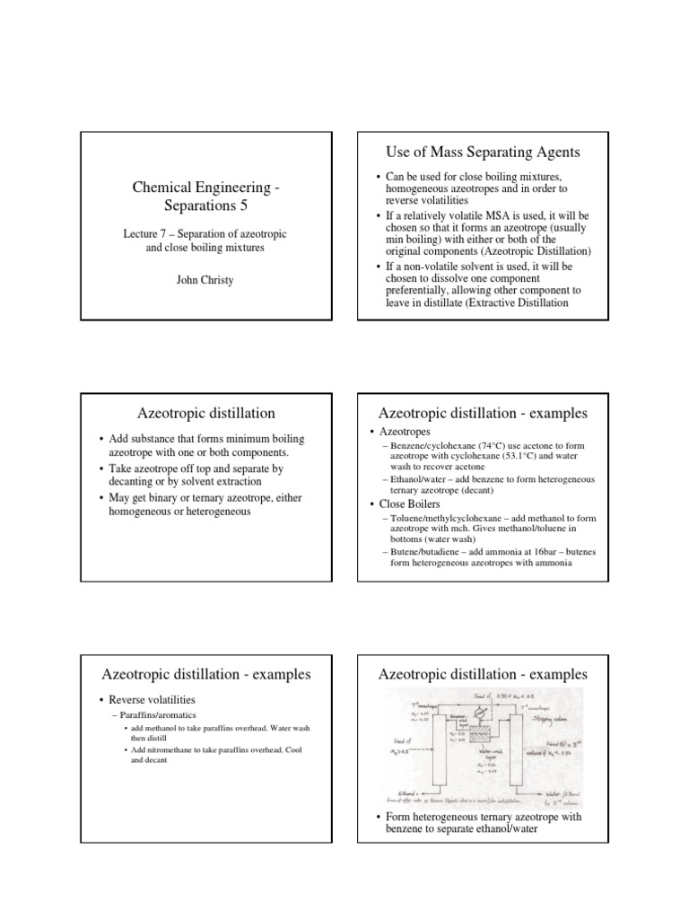 Chemical Engineering - Separations 5 Use of Mass Separating Agents ...