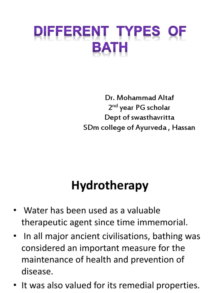 Different Types of Bath Presentation | PDF | Spa | Detoxification ...