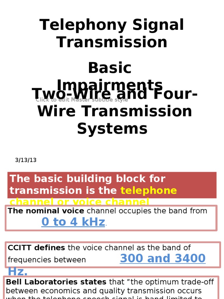 Telecommunication System Engineering Telephony Signal Transmission ...