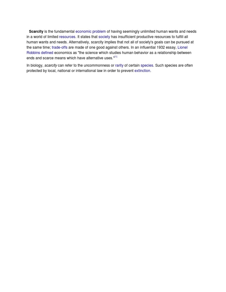 Scarcity Reference :http://en - Wikipedia.org/wiki/scarcity | PDF ...