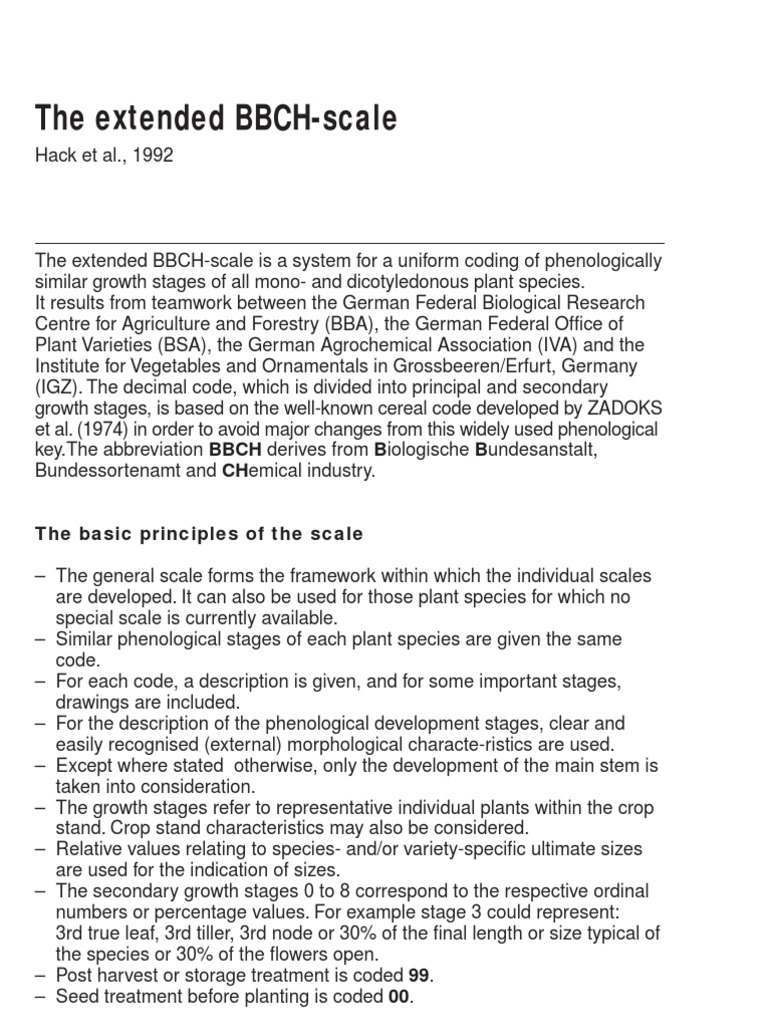 The Extended BBCH-scale | PDF | Seed | Germination