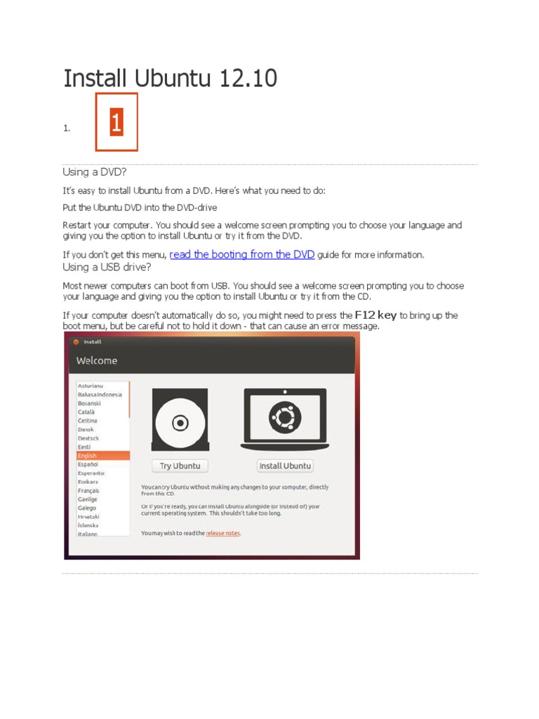 Install Ubuntu 12 | PDF | Ubuntu (Operating System) | Installation (Computer Programs)