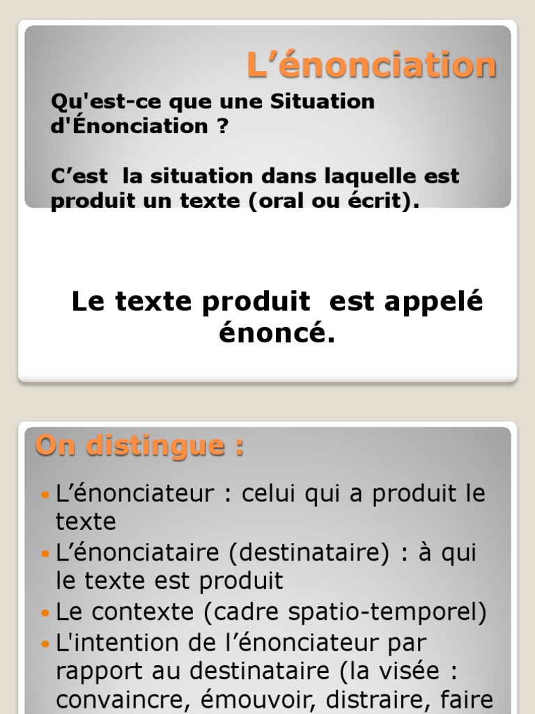 L Énonciation | PDF | Verbe | Narration