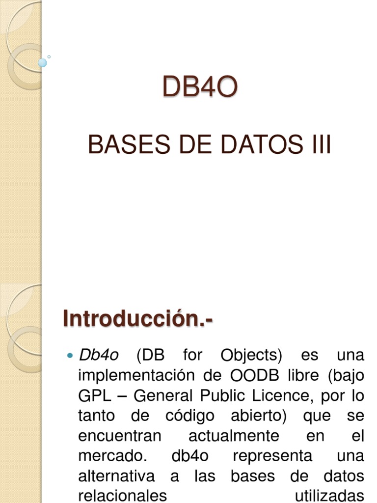 DB4O | PDF | Base de datos relacional | Bases de datos