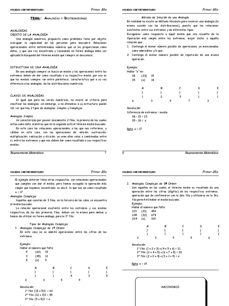 RM 1ro Sec IT | PDF | División (Matemáticas) | Analogía