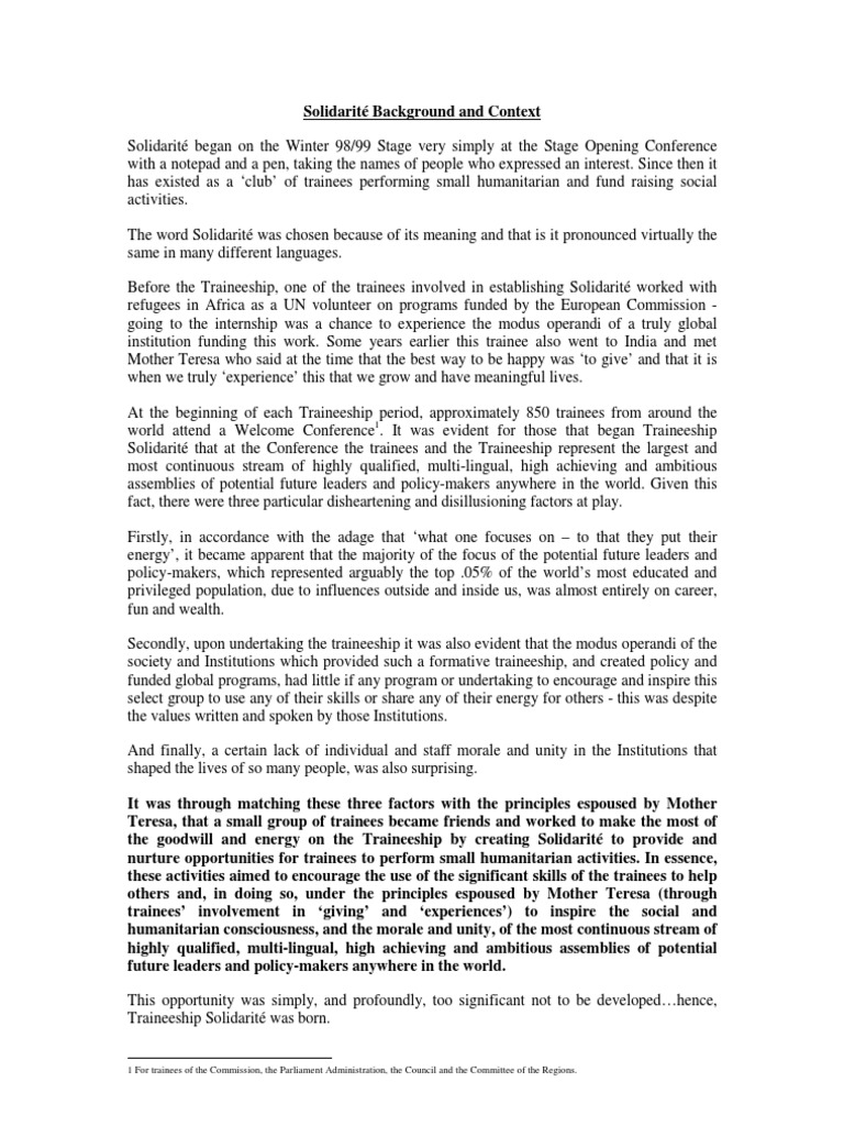 Solidarité Background and Context | PDF | European Commission | Government