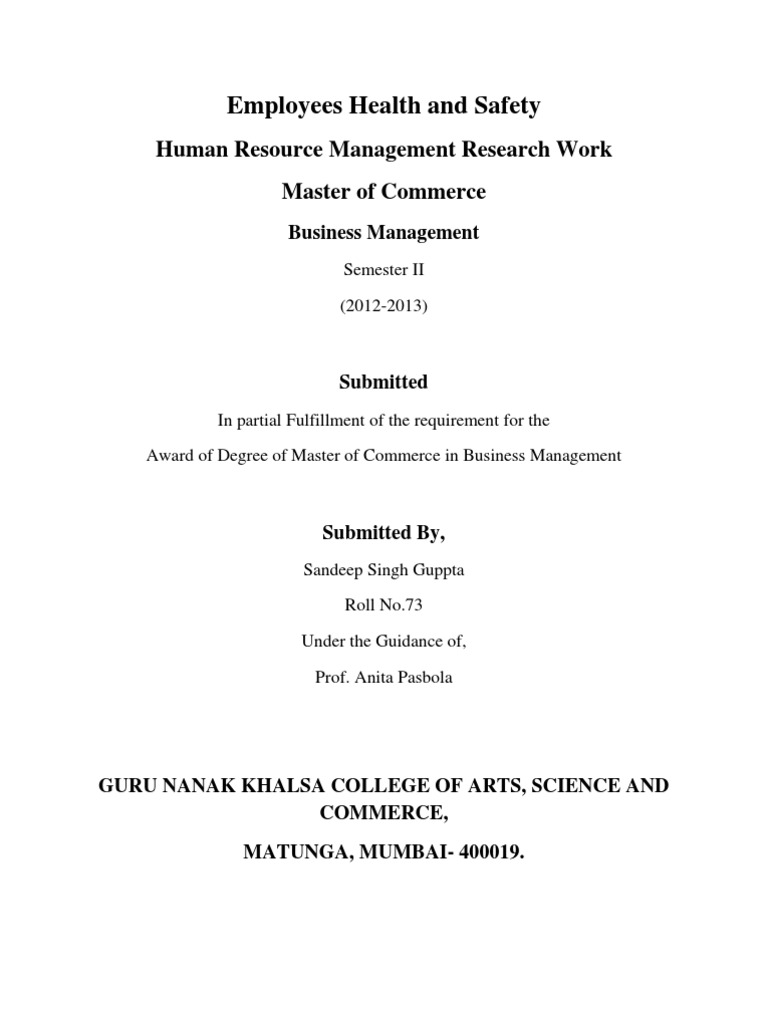Human Resource Management Project Certificate | PDF | Personal ...