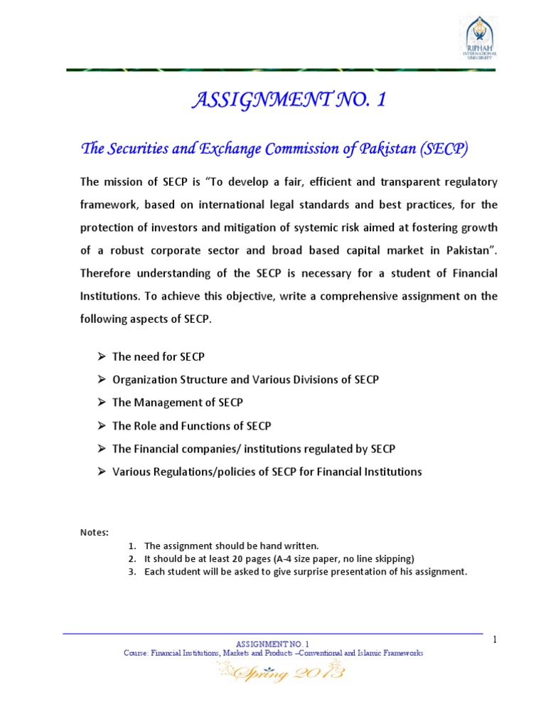Assignment No. 1 - SECP | PDF | Career & Growth | Business