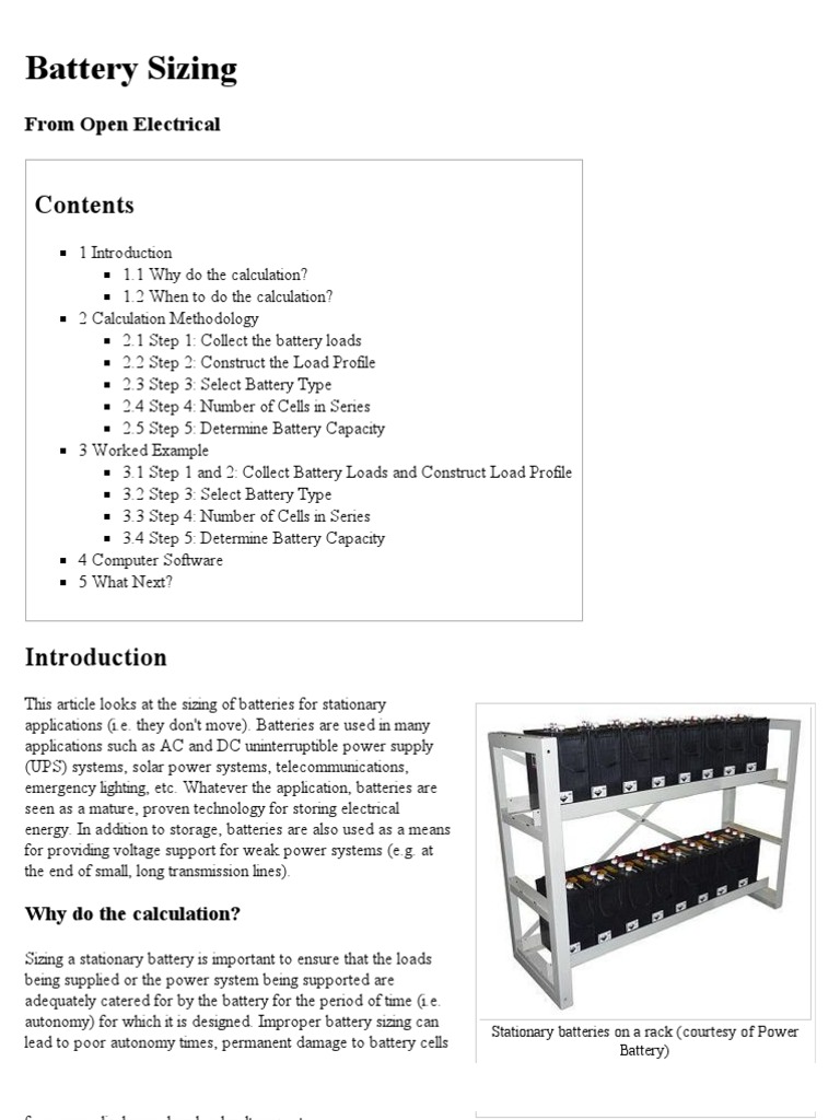 Battery Sizing Methodology Guide | PDF | Battery Charger | Energy Storage