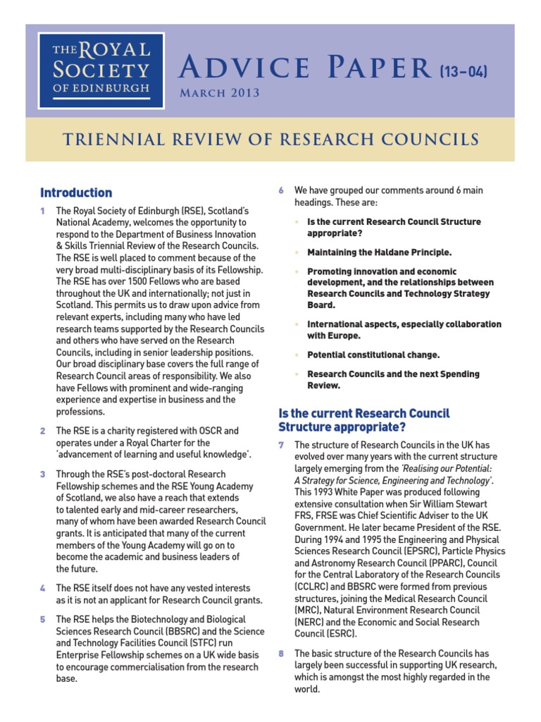 Triennial Review of Research Councils | PDF | Inquiry | Science And ...