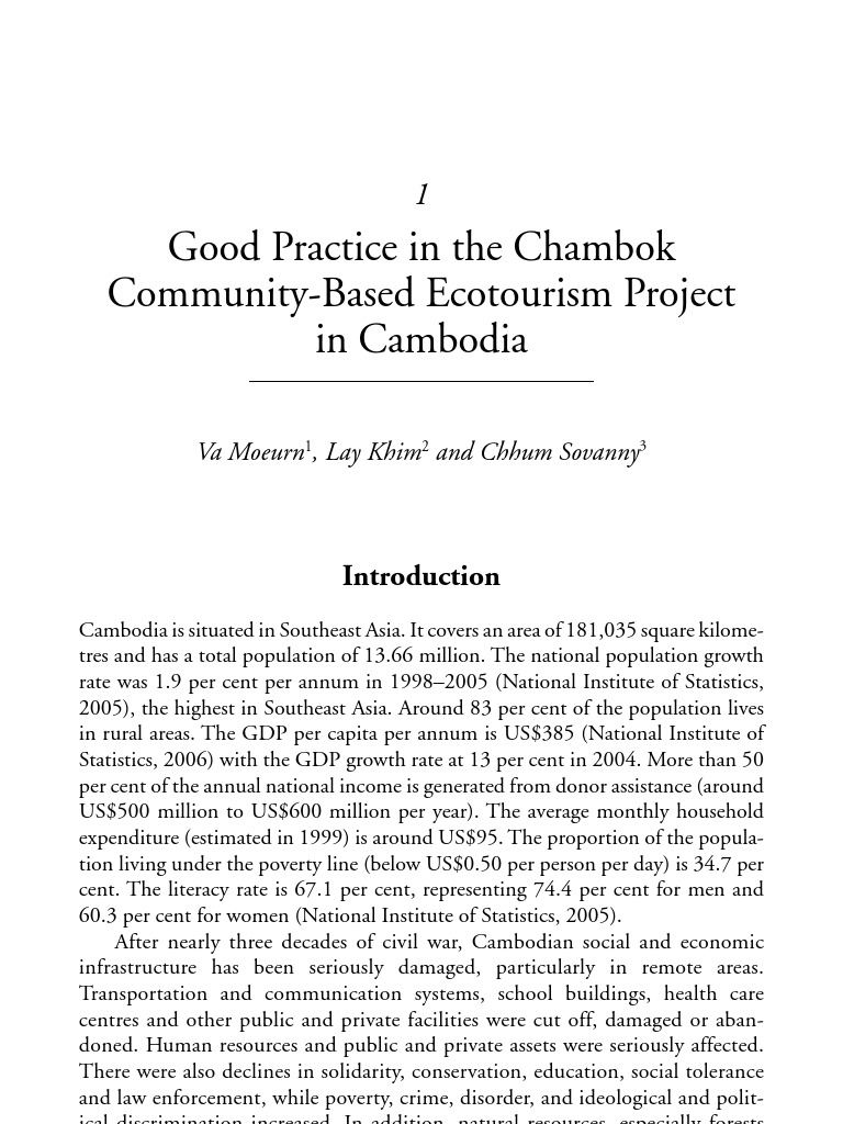 Chambok Community Ecotourism Project | PDF | Cambodia | Sustainability