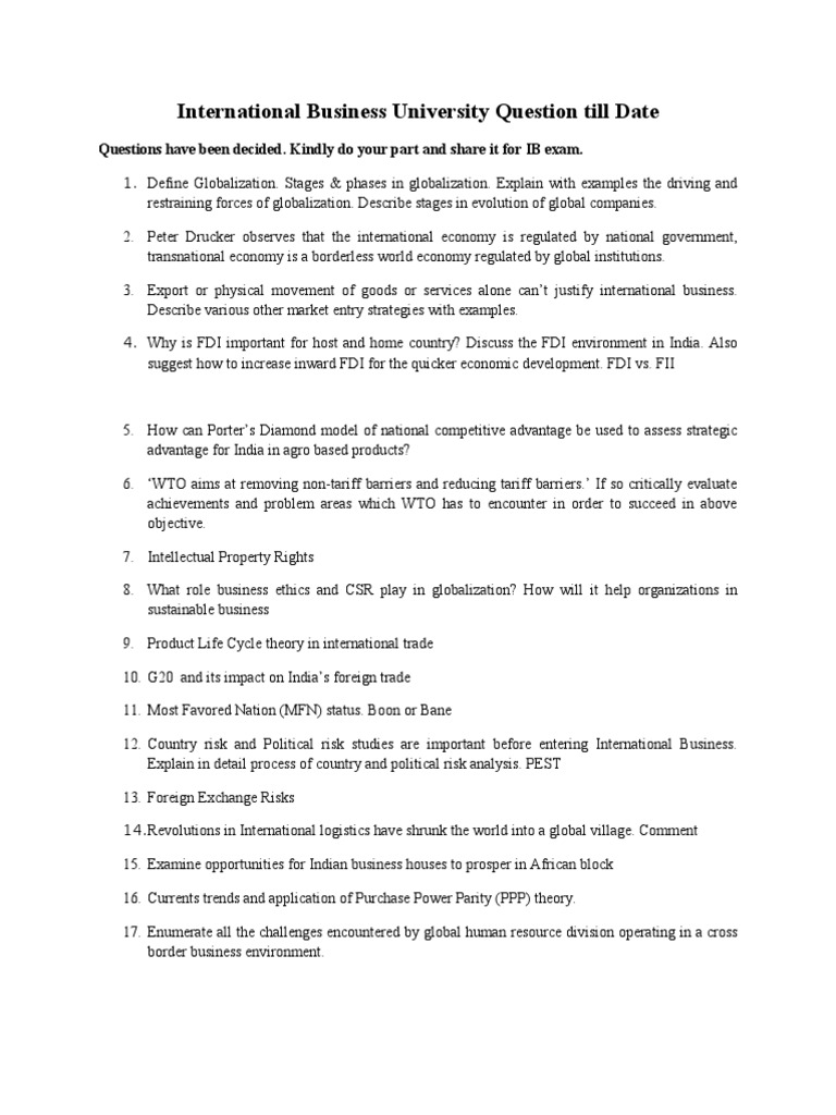 International Business Questions | PDF | International Business ...
