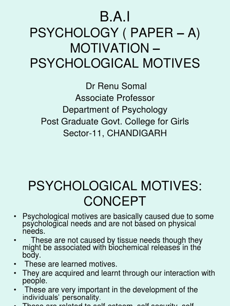 Understanding Psychological Motives | PDF | Career & Growth