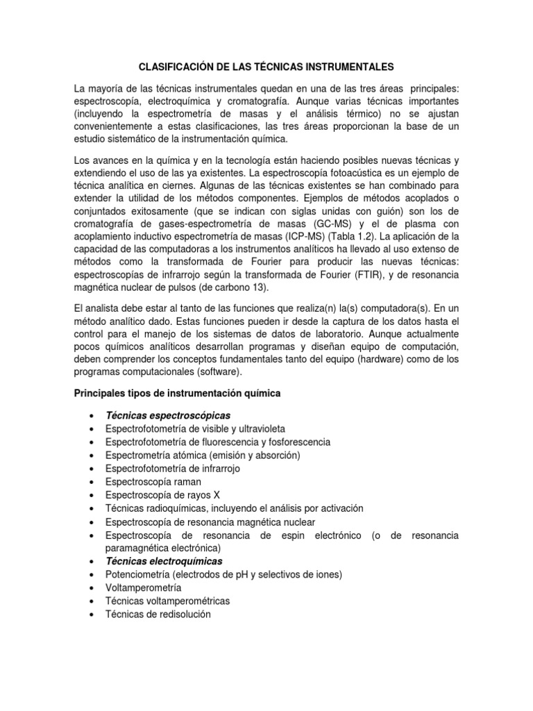 Clasificación de Las Técnicas Instrumentales | PDF